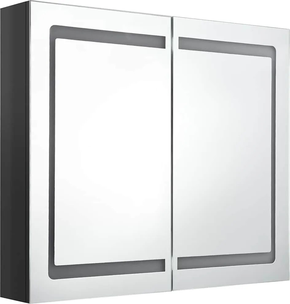 LED koupelnová skříňka se zrcadlem zářivě černá 80 x 12 x 68 cm 326512