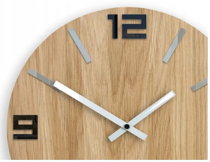 M.Clock Nástěnné dřevěné 3D hodiny 33x33cm přírodní dub