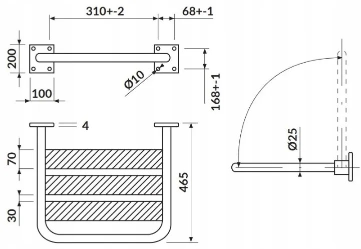 Cersanit Etiuda, sklopitelná sprchová židle 45 x 40 cm, nerez, K97-040