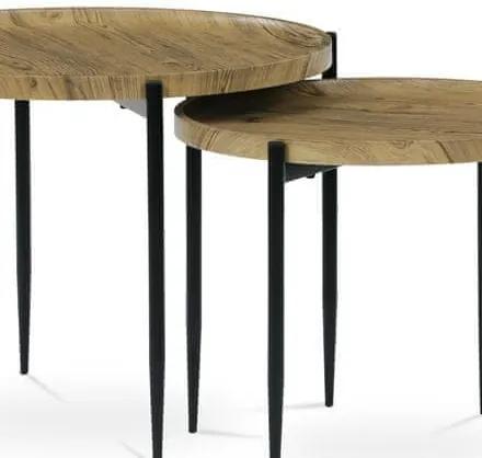 Autronic Konferenční stoly Set 2ks konferenčních stolů, MDF dekor divoký dub, černé kovové nohy (AF-601 OAK)