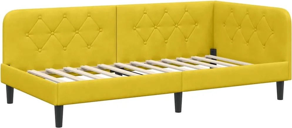 Rohový rám postele Žlutá 90 x 200 cm samet 3394160