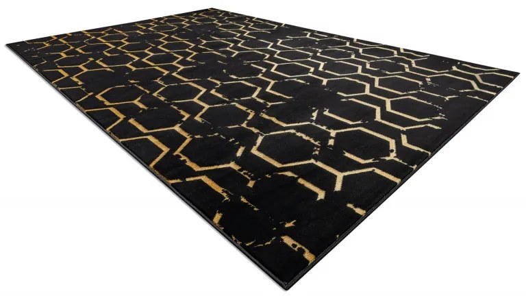 Dywany Łuszczów, Kusový koberec Gloss 407C 86 black/gold, 120x170, černá, chodba / předsíň