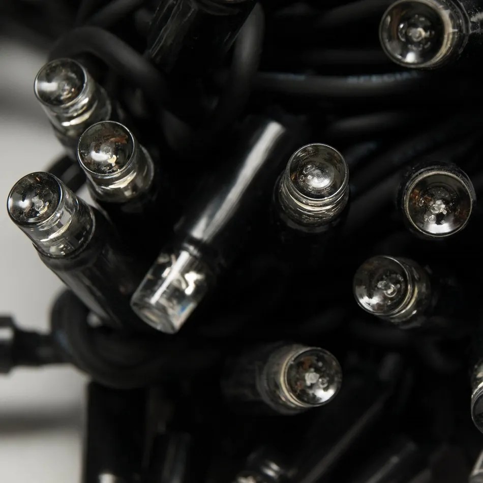 Easy Fix LED světelný řetěz, 100 m, venkovní ledově bílá s FLASH, 600 diod, černý kabel, IP67, cívka