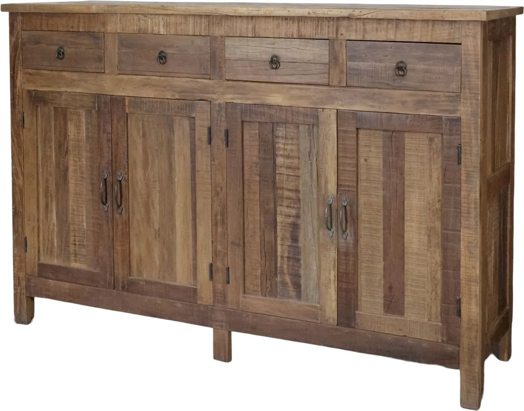 Hnědá komoda Grimaud z recyklovaného dřeva s dvířky a zásuvkami Nature – 160*46*105 cm