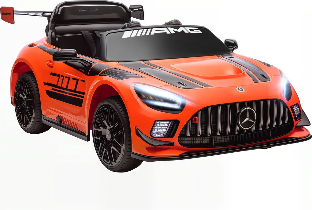 AIYAPLAY dětské elektrické auto 3-8 let Mercedes-AMG 12V s dálkovým ovládáním, LED světly, transportními kolečky, oranžová