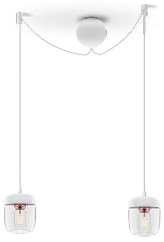 Acorn visící lampa s dvěma stínítky bílá / měď