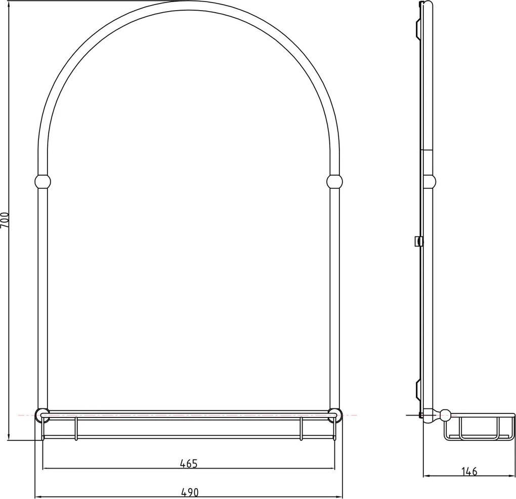 Sapho Sapho, Zrcadlo TIGA s policí 48x67cm, chrom, HZ202