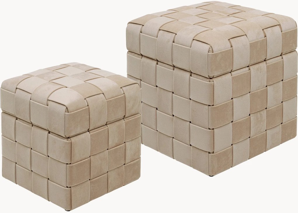 Sada sametových pufů s úložným prostorem Weave, 2 díly