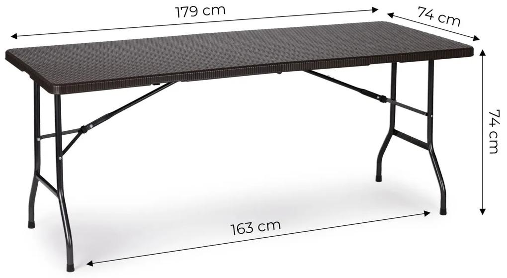 Zahradní rozkládací stůl 180 cm ratan hnědý