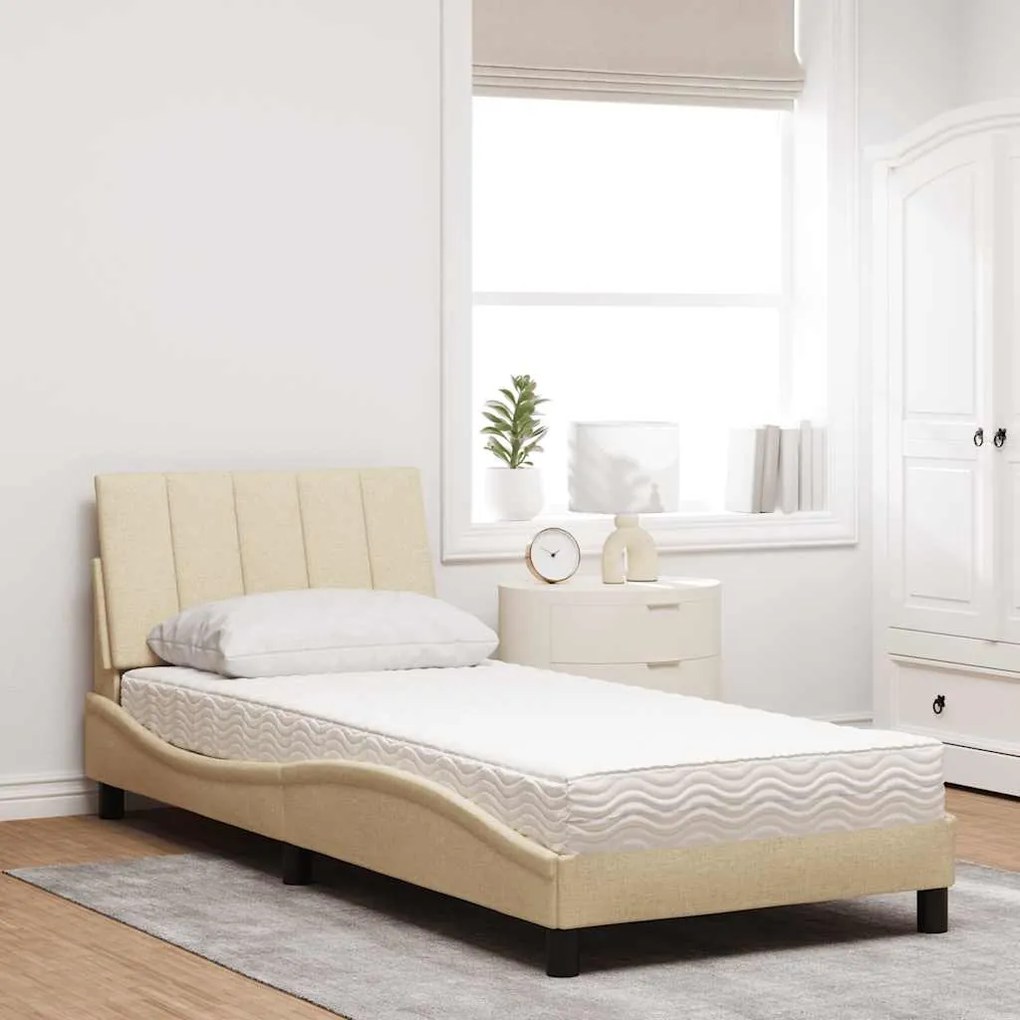 Postel s matrací Hanko krémová 80 x 200 cm textil 3310494
