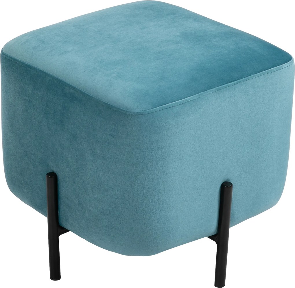 Podnožka HOMCOM z polyesteru a oceli 44,5 x 44,5 x 41,5 cm v tyrkysové barvě, pohodlná a stylová pro váš domov