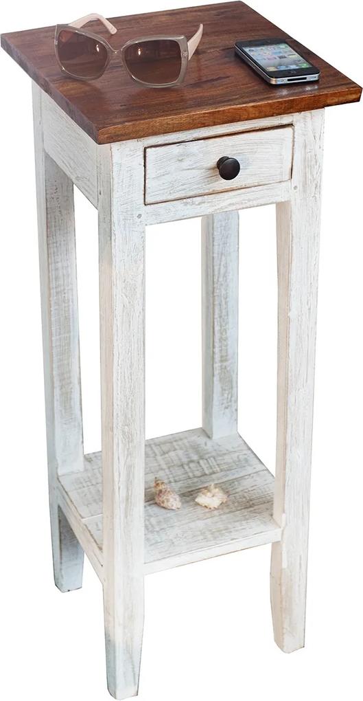 Moebel Living Bílý dřevěný odkládací stolek Lemo 25 x 30 cm