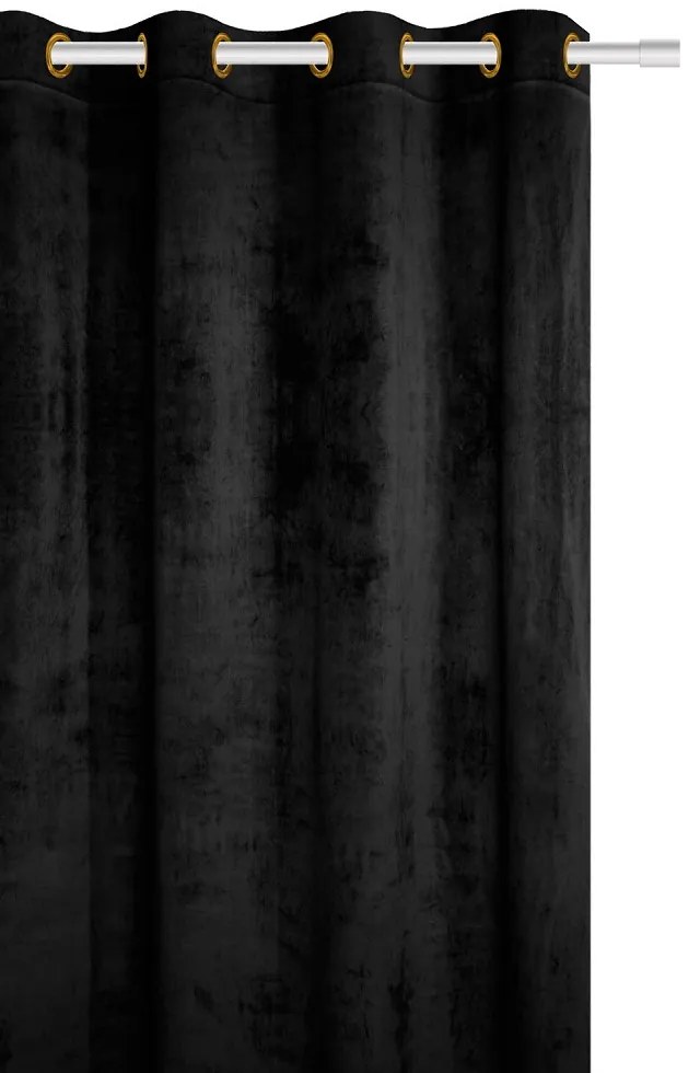 Spod Igły i Nitki Záclona připravena 140x250 černá na měkkých velurových průchodkách