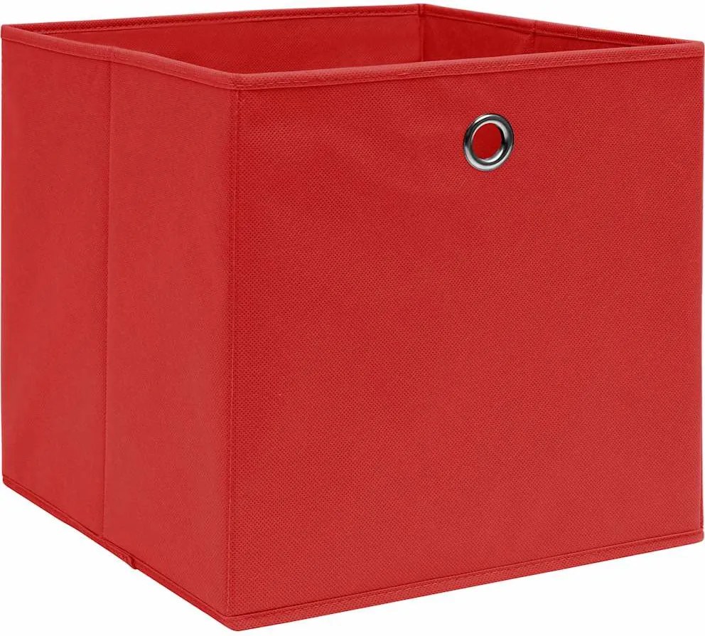 Úložné boxy 10 ks červené 32 x 32 x 32 cm textil 288363