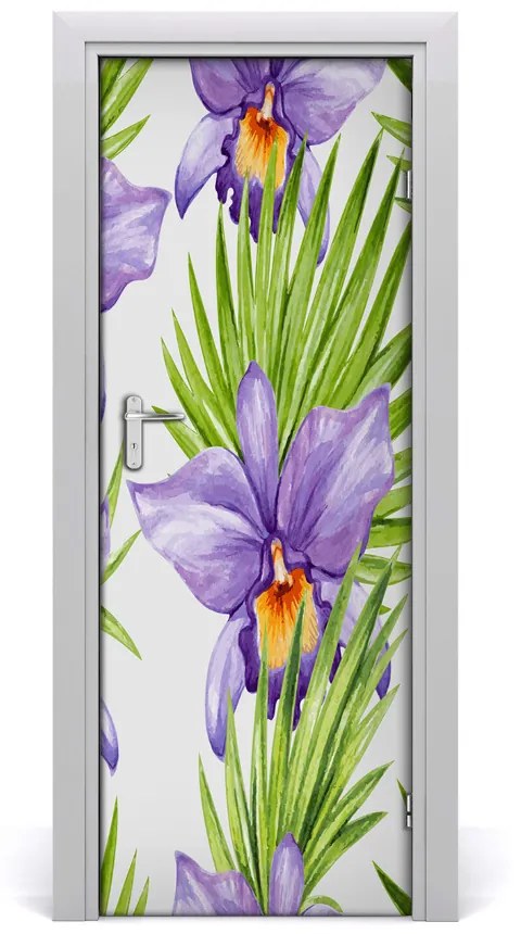 Samolepící fototapeta na dveře Orchidej a palmy 85x205 cm