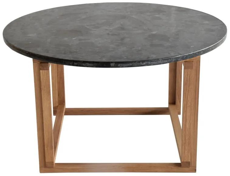 Černý žulový konferenční stolek s podnožím z dubového dřeva RGE Accent, ⌀ 85 cm