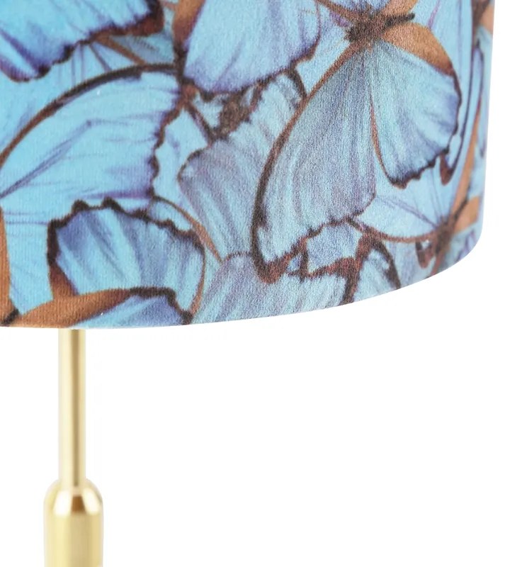 Stolní lampa zlatá / mosazná se sametovými odstíny motýlů 25 cm - Parte