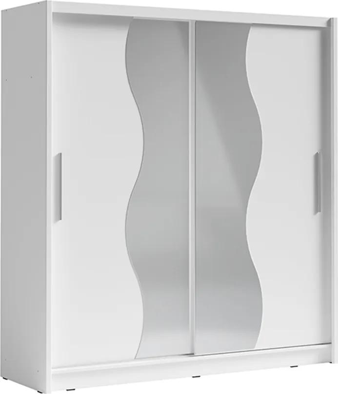 Skříň s posuvnými dveřmi, bílá, BIRGAMO TYP 1