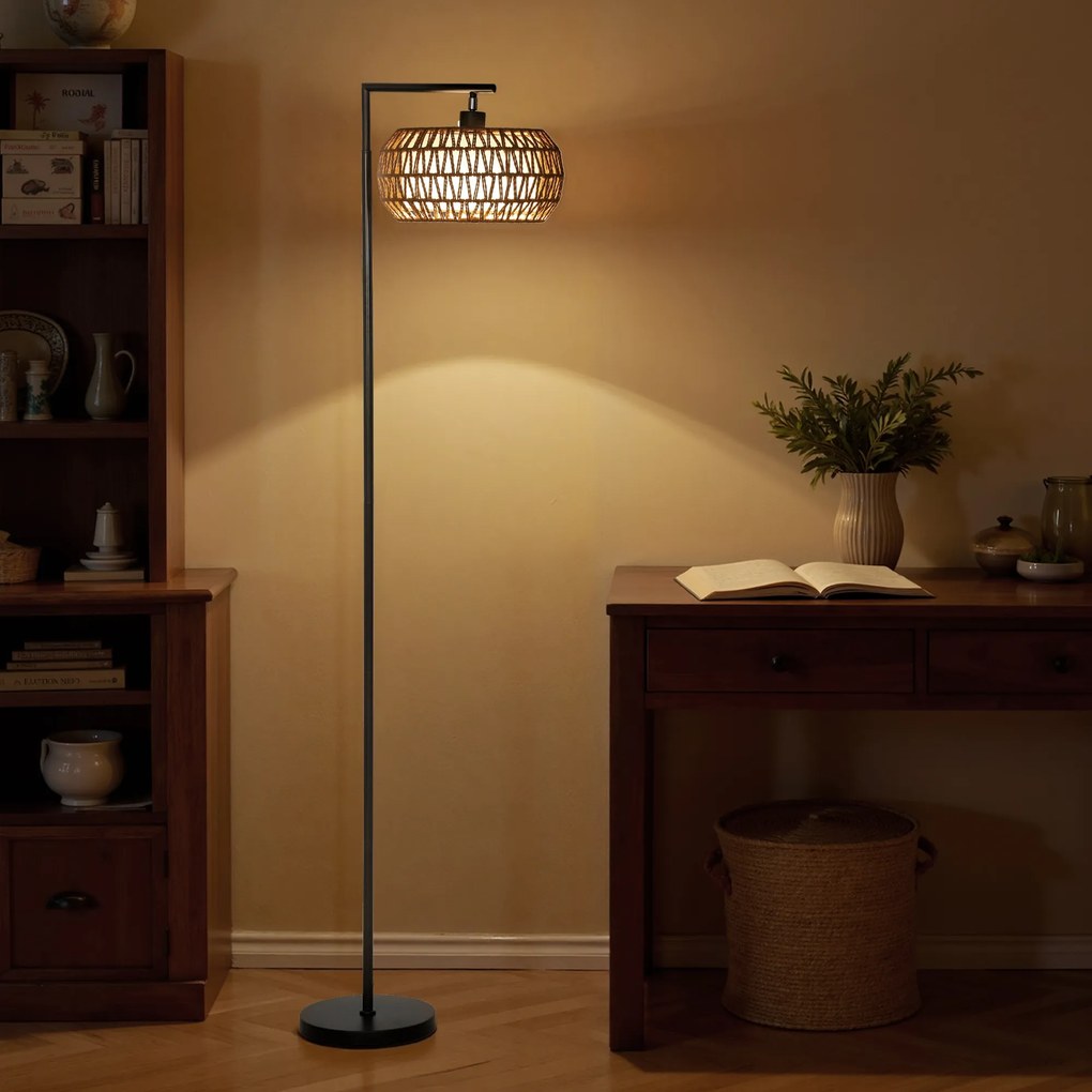 HOMCOM LED stojací lampa s dvojitým stínidlem, stmívatelná stojací lampa se 3 barevnými teplotami pro obývací pokoj, ložnici, kancelář, černá