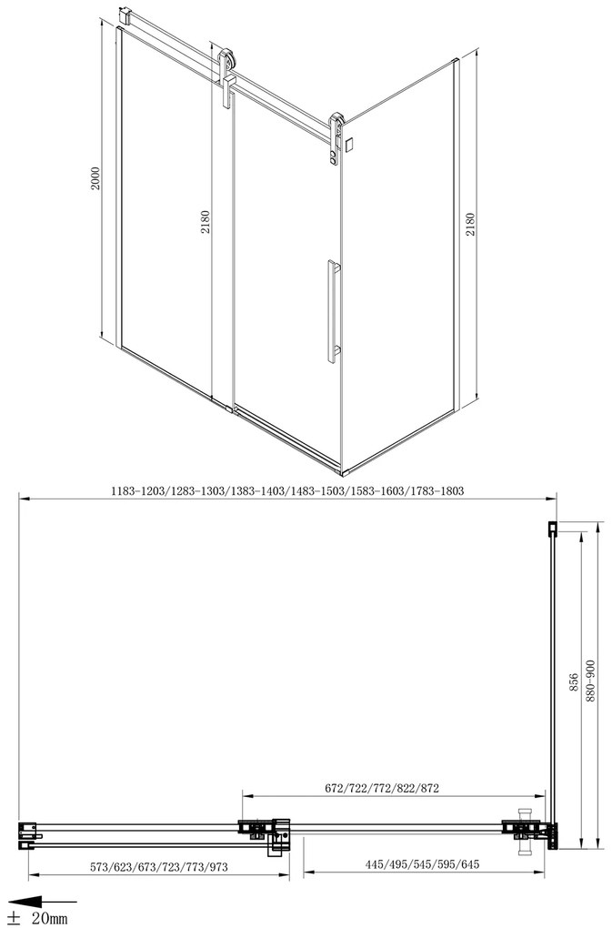 Gelco Volcano Black boční stěna 900 mm, GV3490