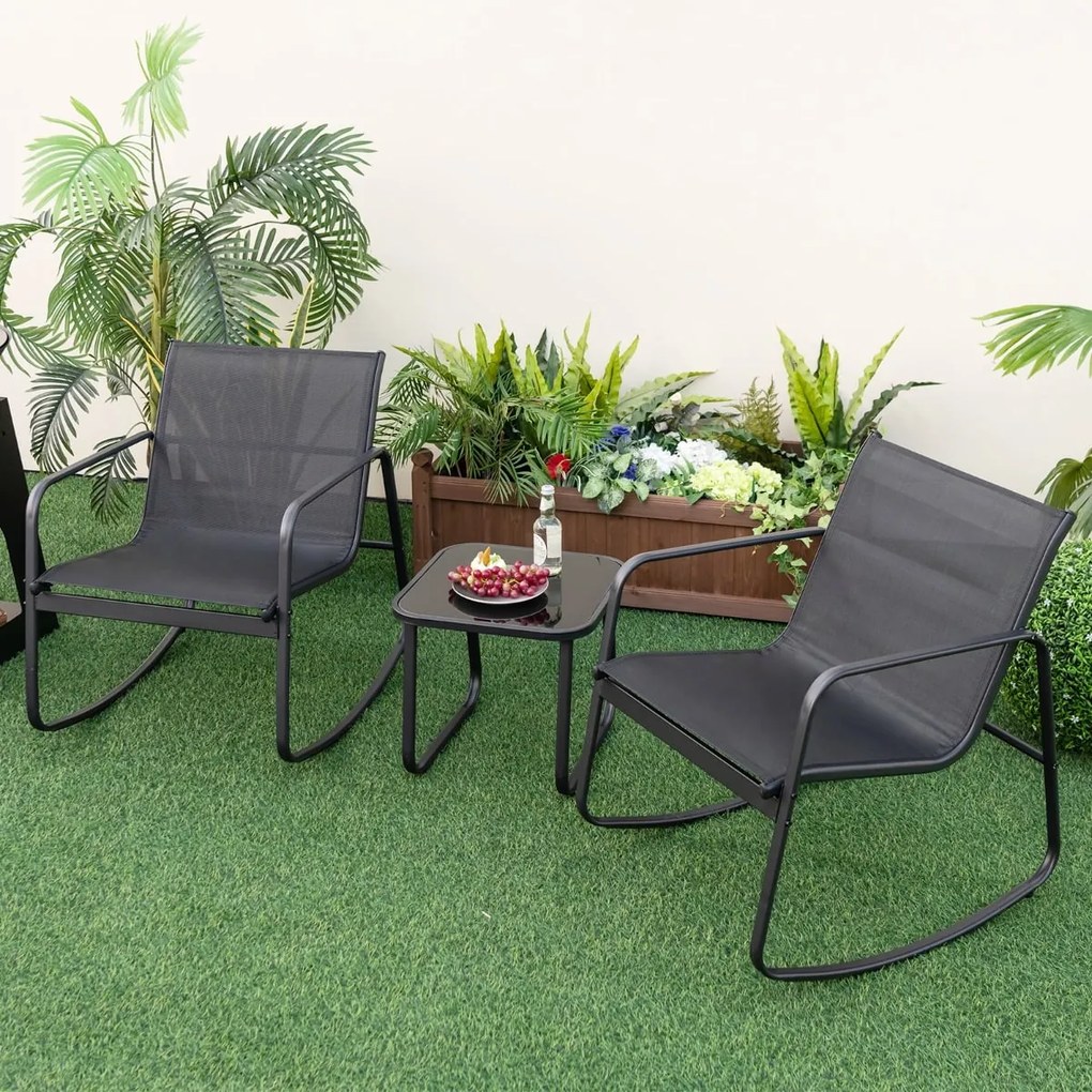 Costway 3-dílný. Garden furniture set s 2 chairs a table a gentle rocking