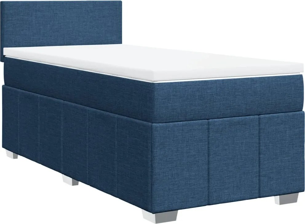 Box spring postel s matrací modrá 90x200 cm textil 3289250