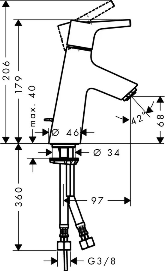 Hansgrohe Talis S, páková umyvadlová baterie 80 s odtokovou soupravou, chromová, 72010000