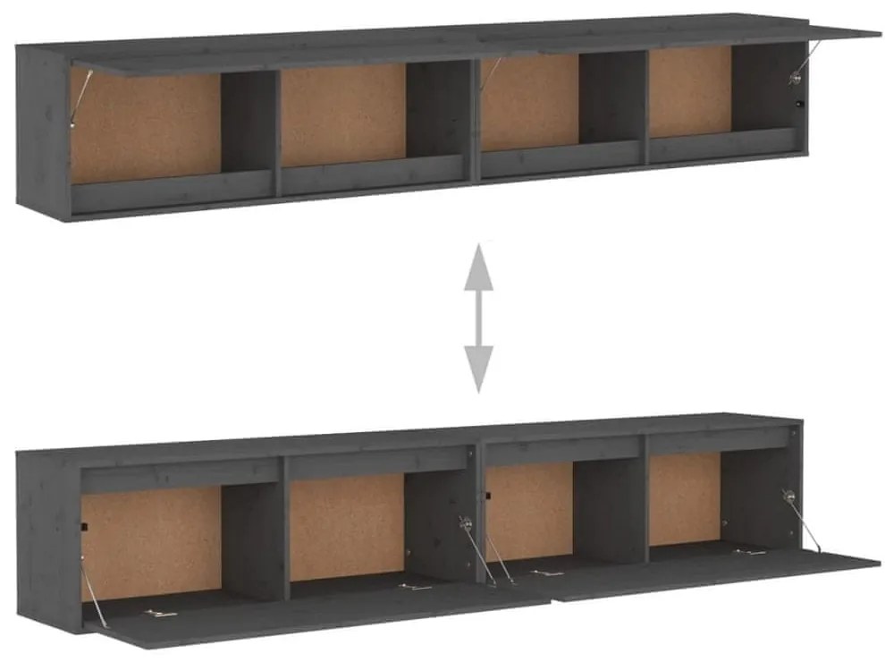 Petromila Nástěnné skříňky 2 ks šedé 100x30x35 cm masivní borové dřevo