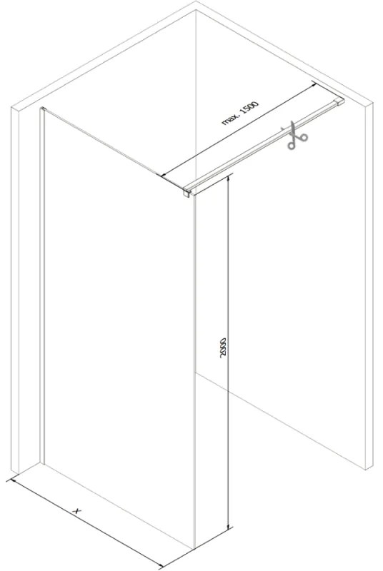 Mexen Kioto sprchová zástěna 90 x 200 cm, Průhledné/Černý vzor 8 mm, Bílá - 800-090-101-20-70