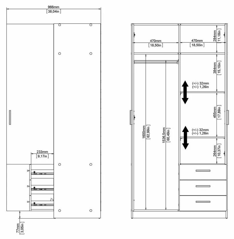 Šatní skříň Spike, šedá