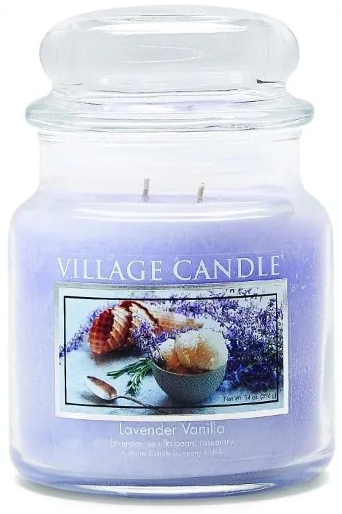 VILLAGE CANDLE Svíčka Village Candle - Lavender Vanilla 390 g, fialová barva, sklo, vosk