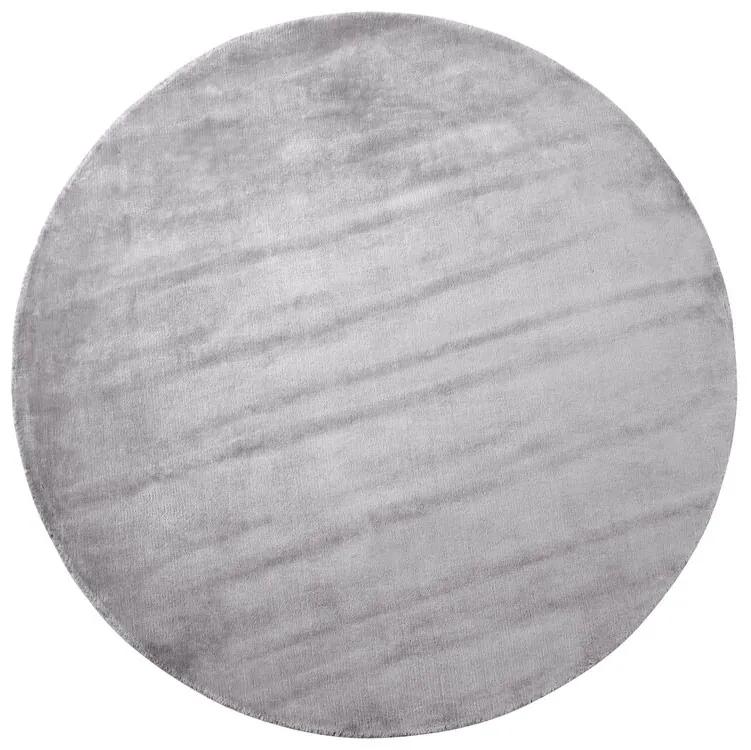 Kulatý viskózový koberec ⌀ 140 cm světle šedý GESI II Beliani