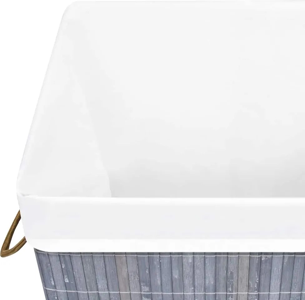 Bambusový koš na prádlo s jednou přihrádkou šedý 320755