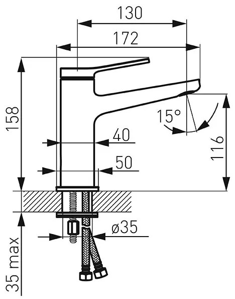 Ferro Stratos, umyvadlová baterie, černá, BSC2BL