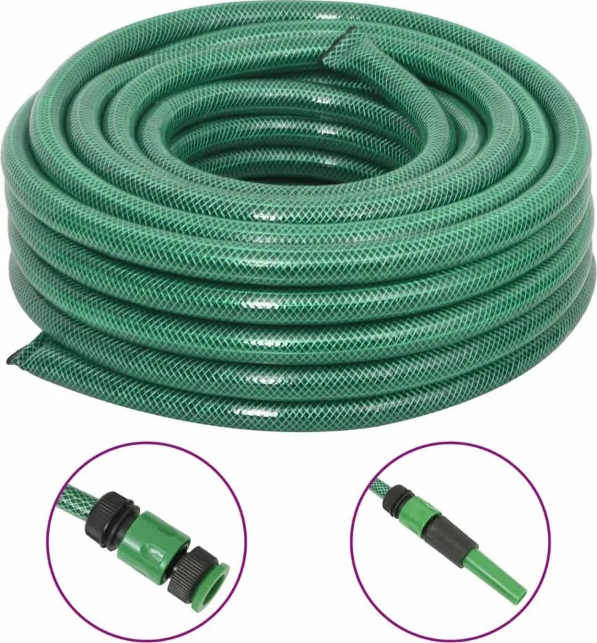 vidaXL Zahradní hadice se sadou koncovek zelená 0,75" 30 m PVC [154382]