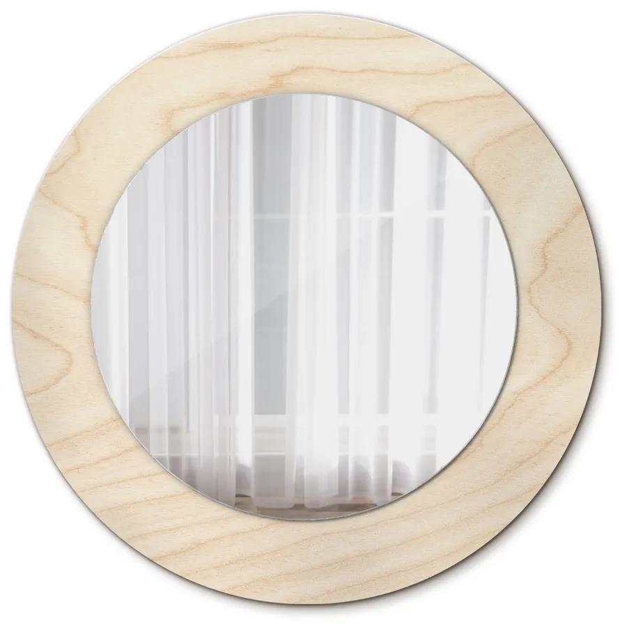 Kulaté zrcadlo tištěný rám Textura dřeva fi 50 cm