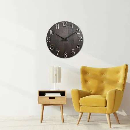 Luxusní dřevěné nástěnné hodiny Wenge s 3D číslicemi | SENTOP MAS016-OSMO-3169-heads-black