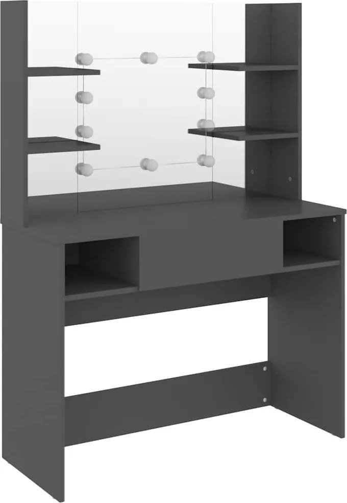 Kosmetický stolek s LED světly 100 x 40 x 135 cm MDF šedý 331542