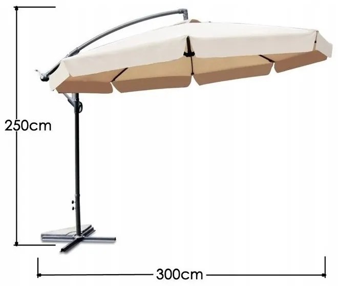 Záhradní slunečník Summer - tmavě šedý 300 cm