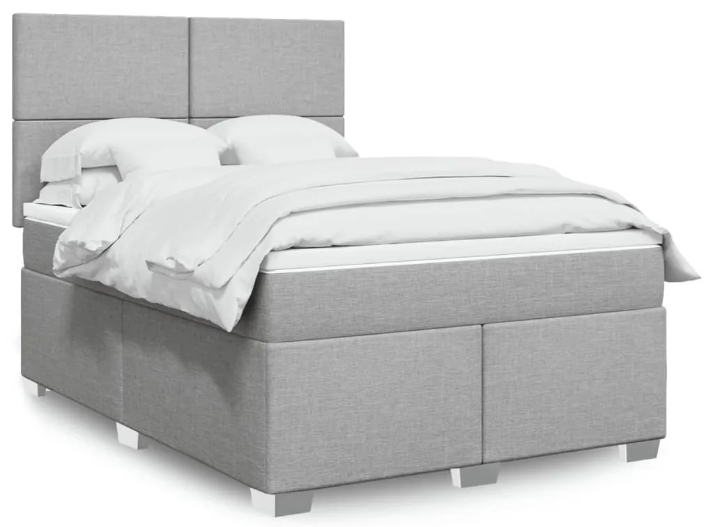 Box spring postel s matrací světle šedá 160 x 200 cm textil 3290532