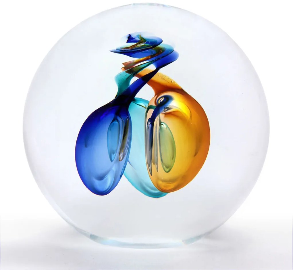 Skleněné těžítko - dekor 06, Modrá/Tyrkysová/Topaz, 6 cm | České sklo od Artcristal Bohemia