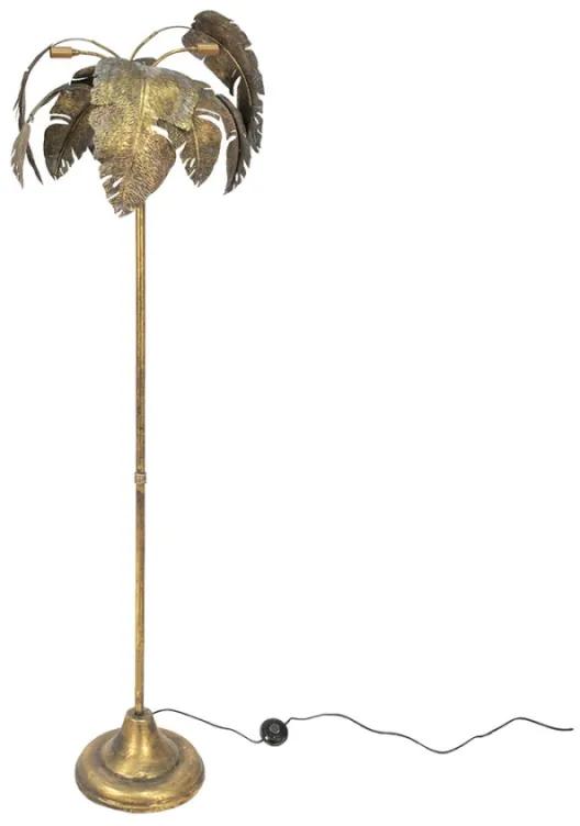 Bronzová antik kovová stojací lampa s dekorem listů – 64x64x165 cm