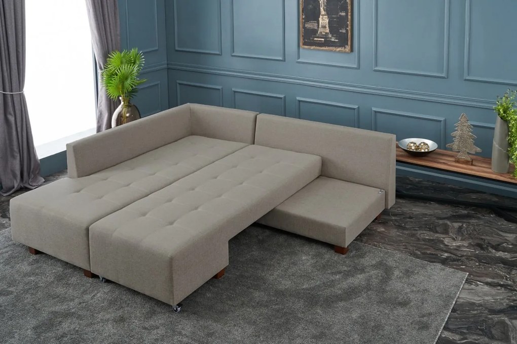 Atelier del Sofa Rohová sedací souprava Manama Corner Sofa Bed Left - Cream, Krémová