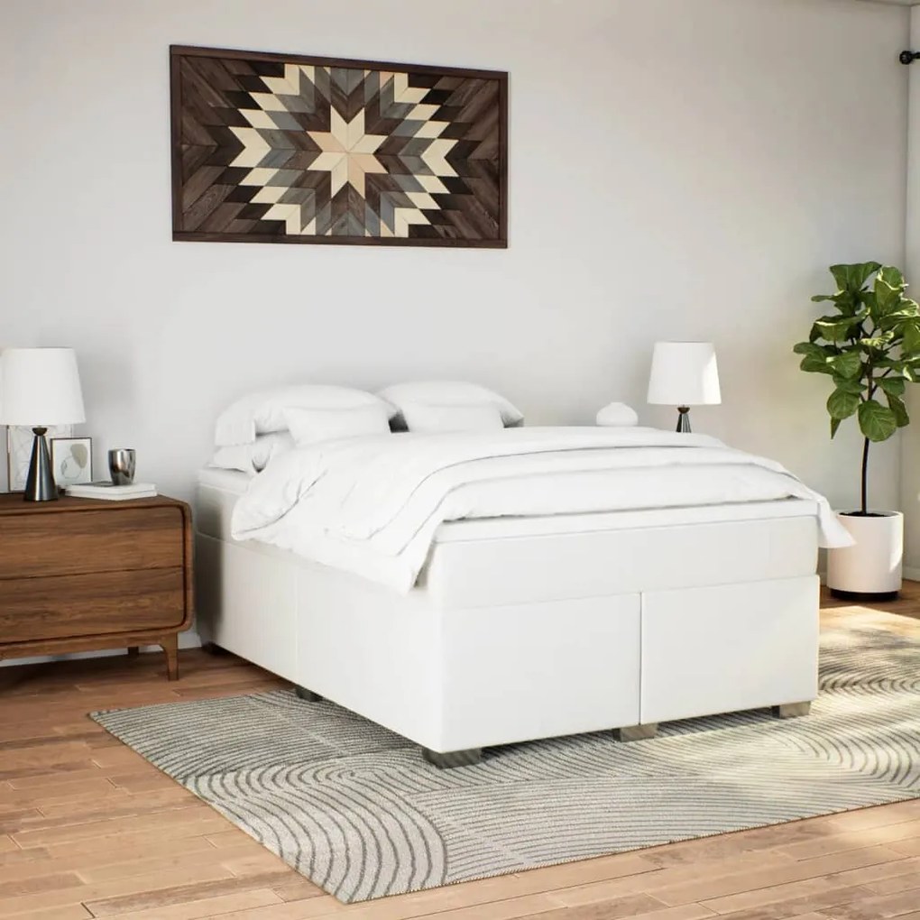 Box spring postel s matrací bílá 140x200 cm umělá kůže 3285214