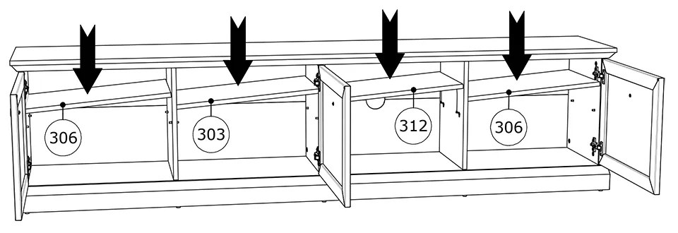 LUCCA b | TV stolek RTV3D | 206,2 cm | bílá