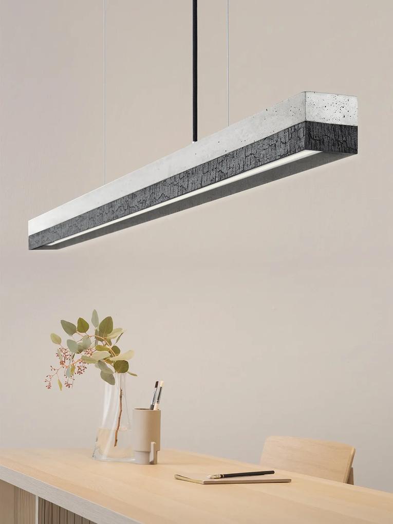 Lineární svítidlo Gant C3 2700K, d. 182cm, spálené dřevo Barva el. vedení: Grafitová šedá, Povrch - materiál: Světlý beton, Délka kabelu: 3 m