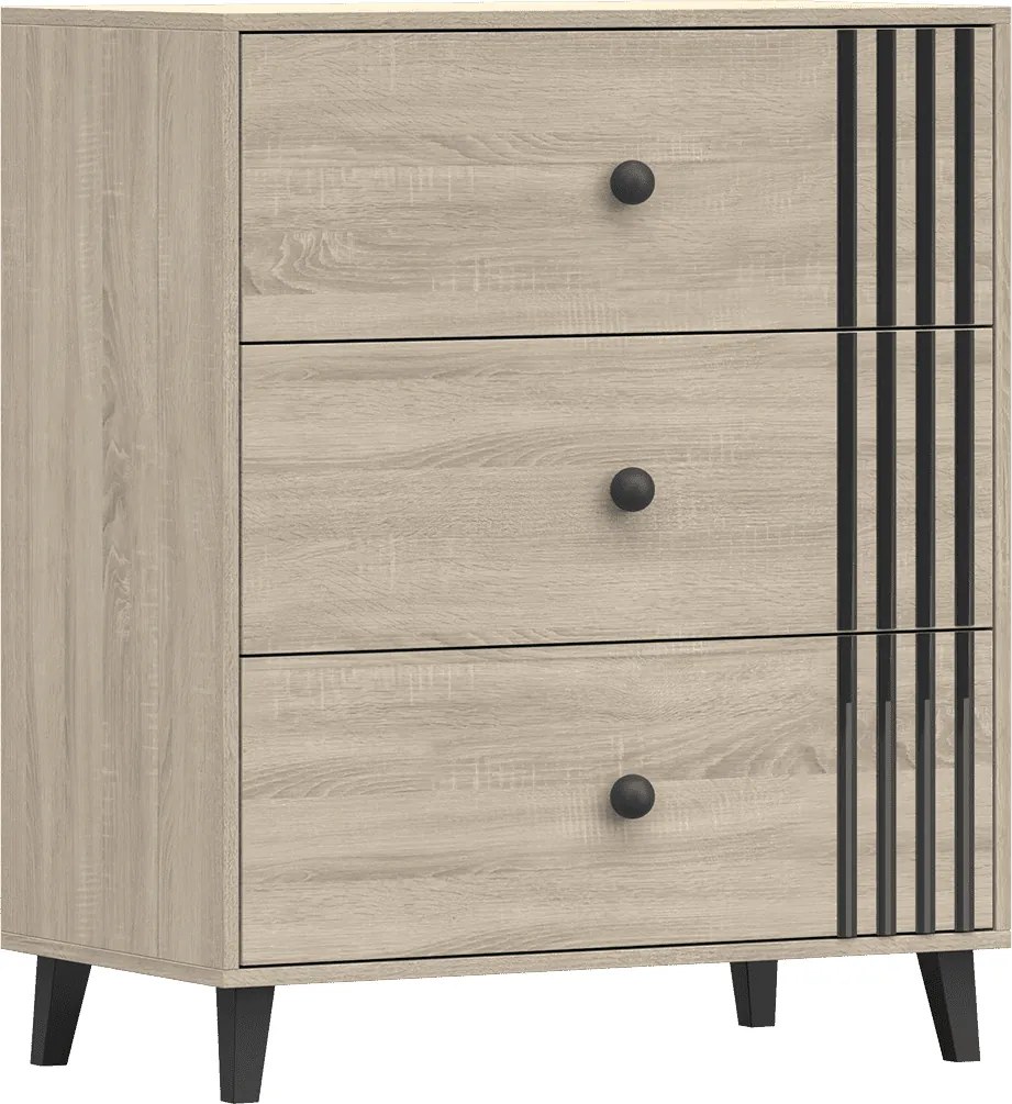 IDZ Komoda FOX 3D 02, 80 cm Dub Sonoma/Černá