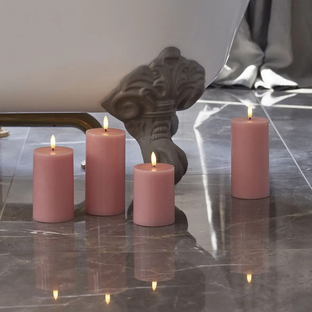LED svíčka na baterii vosková Sille, světle růžová, Ø 7,5 × 15 cm