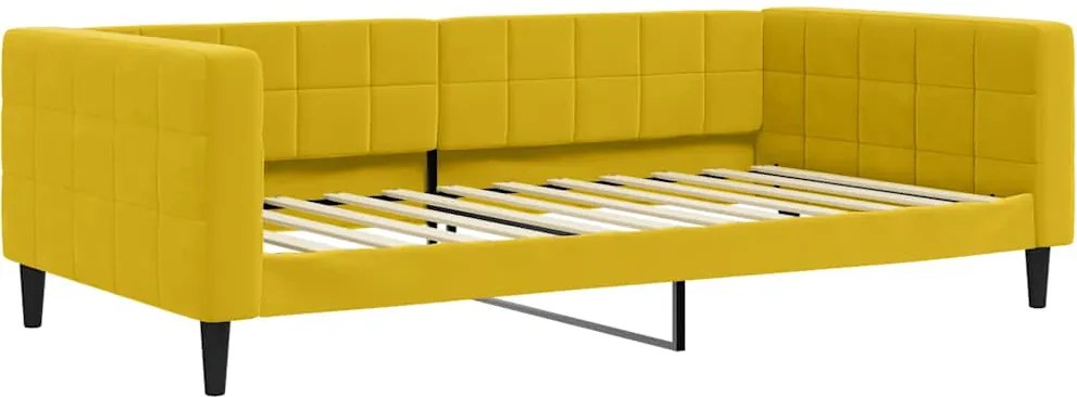 Válenda s matrací žlutá 100 x 200 cm samet 3196679