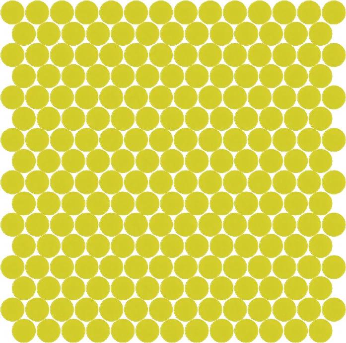Hisbalit Obklad skleněná žlutá Mozaika 301C MAT kolečka  kolečka prům. 2,2 (33,33x33,33) cm - KO301CMH